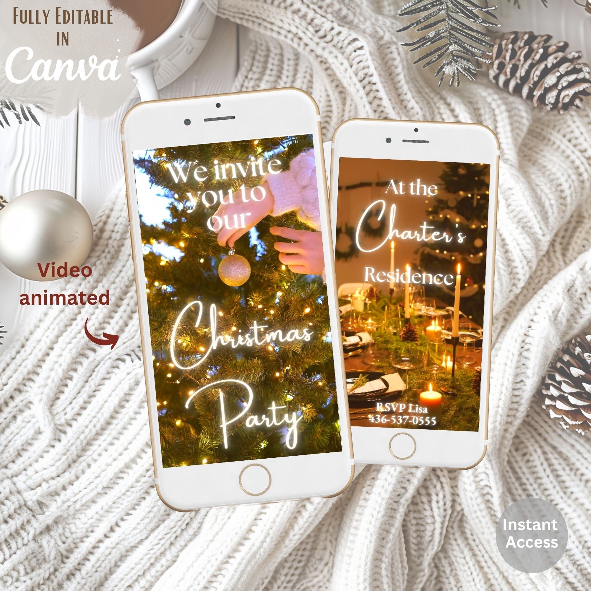 Animated Christmas Party Invitation | Editable Video Evite Template in ...