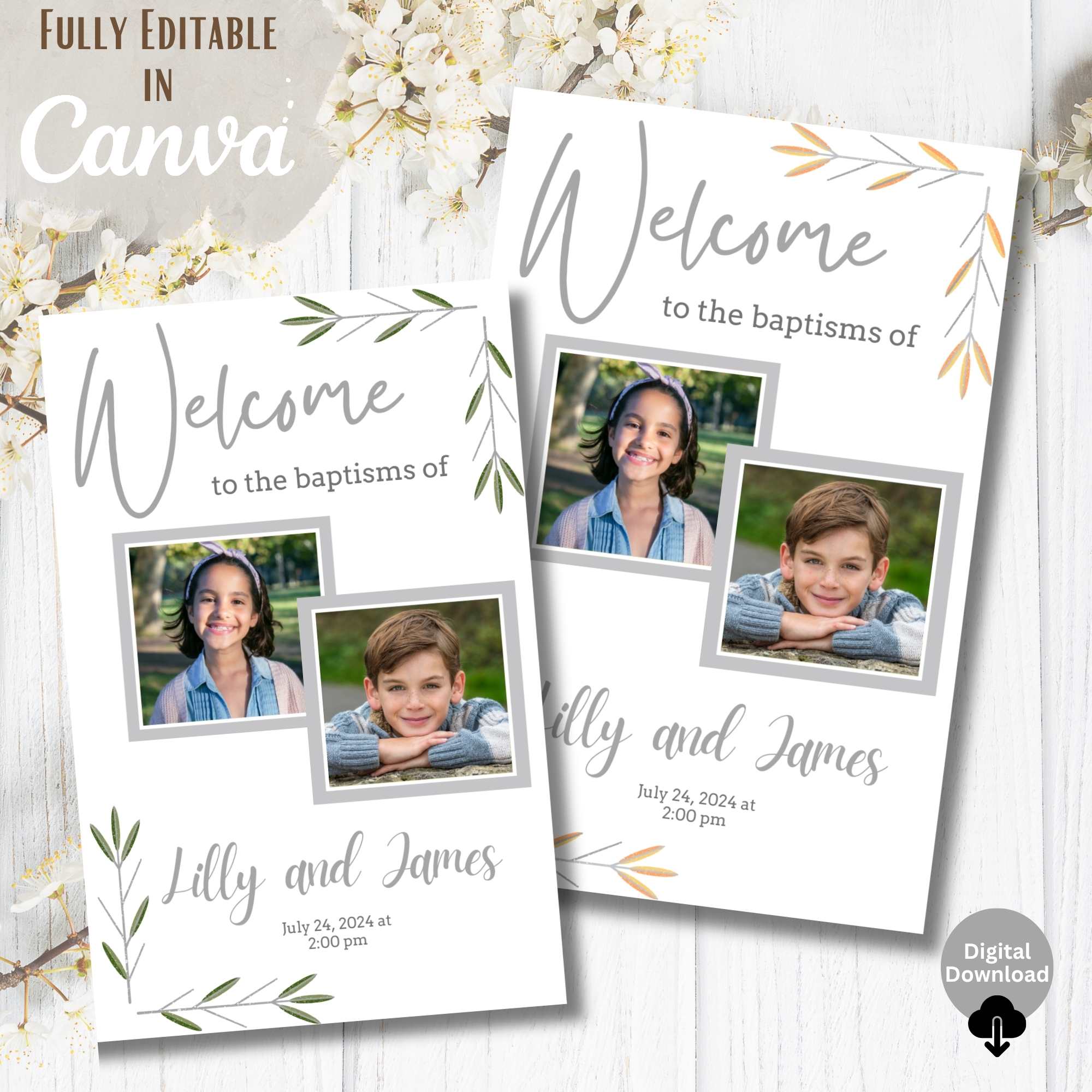 Editable Dual LDS Baptism Program Template | Foldable Printable for 2 ...