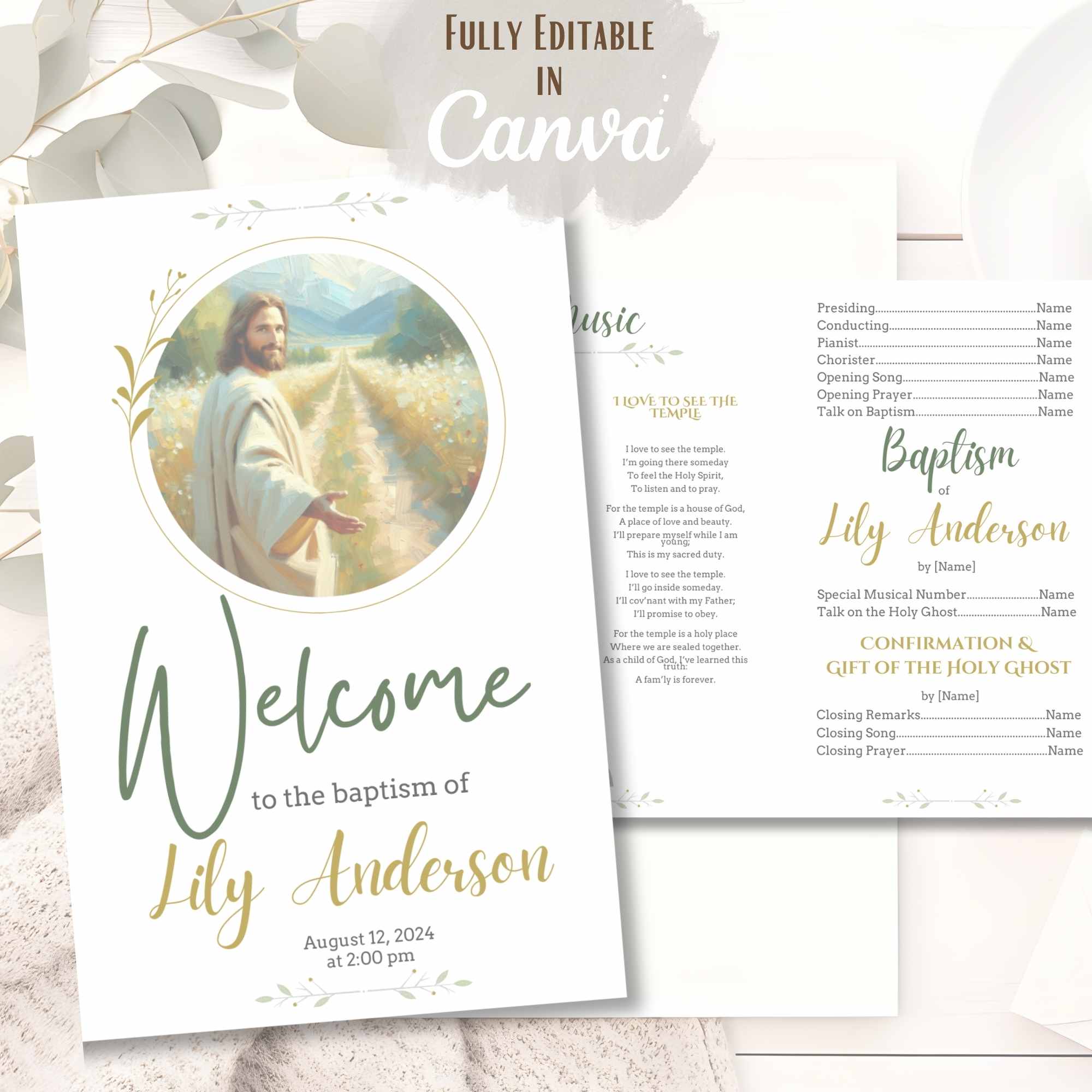 Editable LDS Baptism Program Template – Girl or Boy | Jesus ...