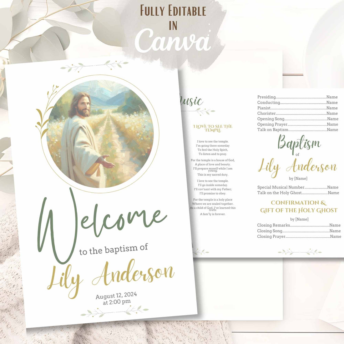 Editable LDS Baptism Program Template – Girl or Boy | Jesus ...