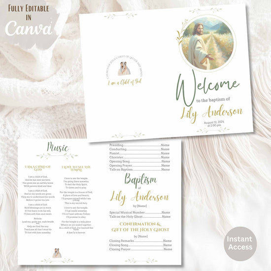 Editable LDS Baptism Program Template – Girl or Boy | Jesus ...