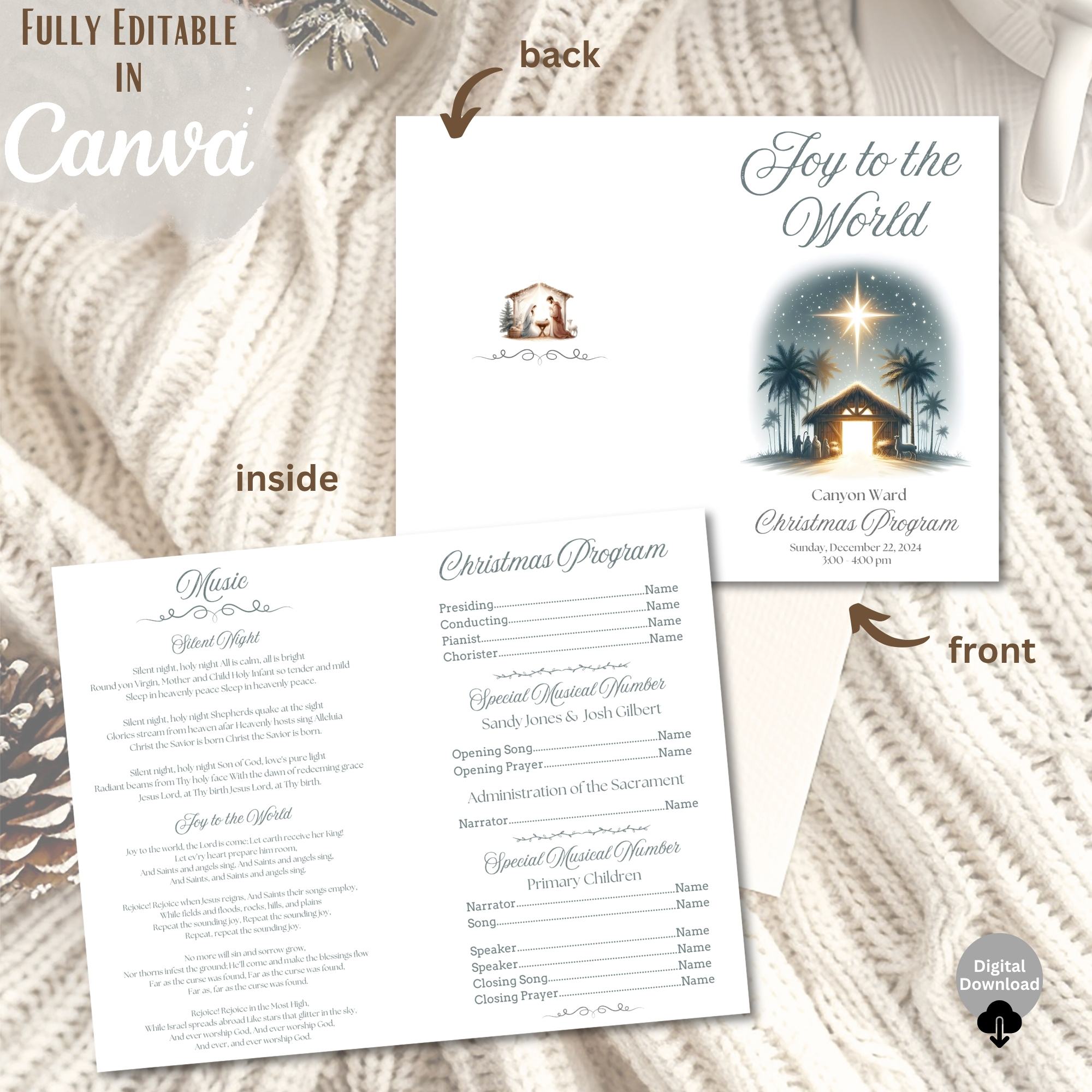 Editable LDS Christmas Program Template – Joy to the World Canva Design ...