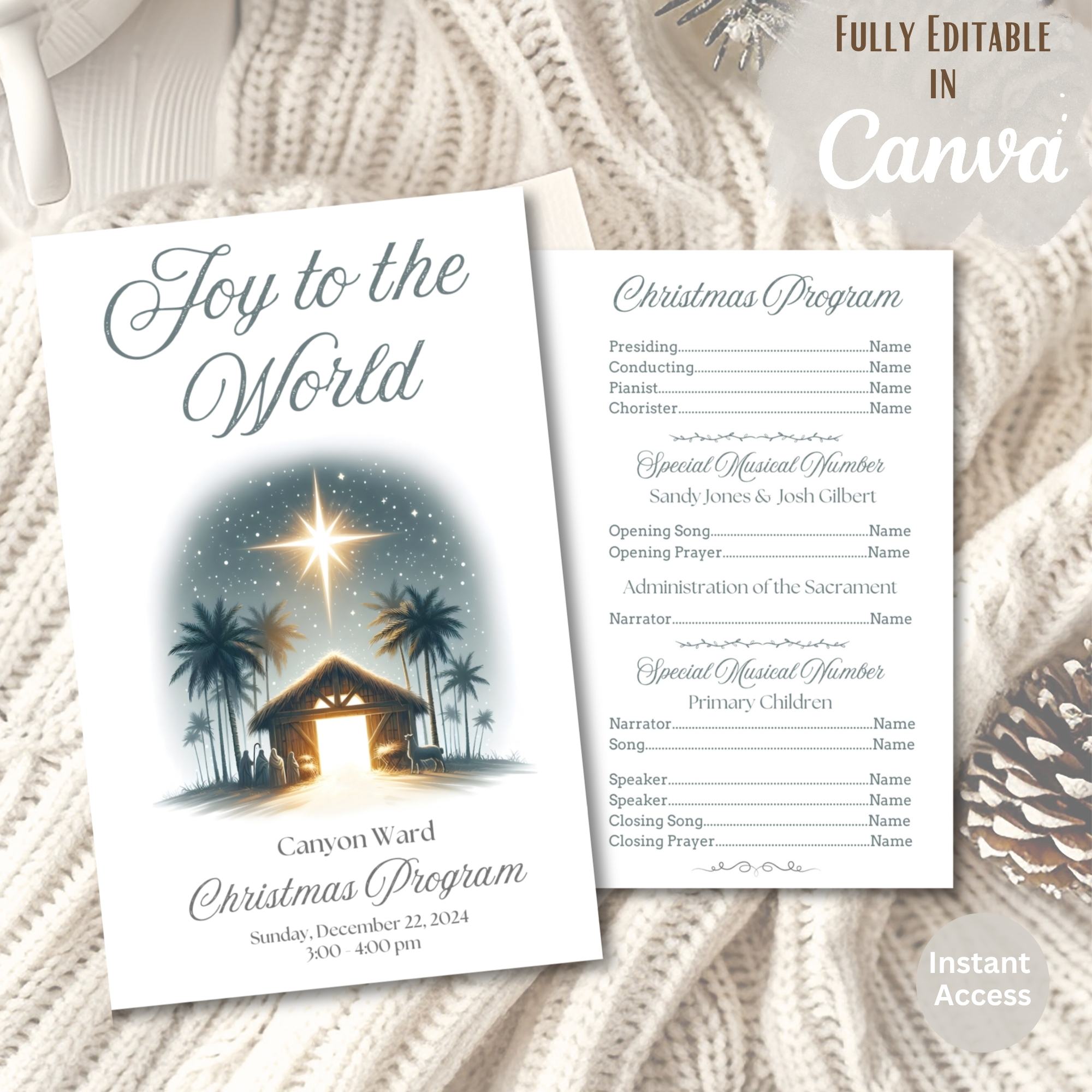 Editable LDS Christmas Program Template – Joy to the World Canva Design ...
