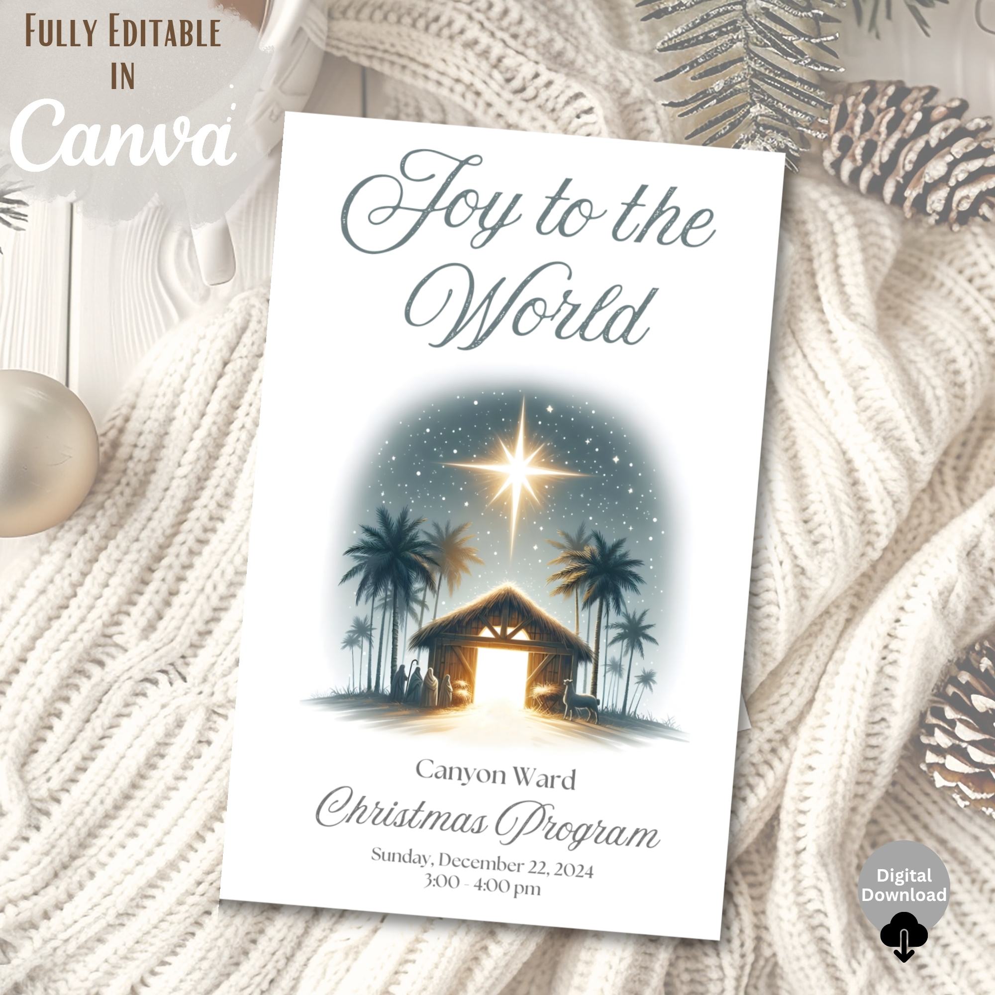 Editable LDS Christmas Program Template – Joy to the World Canva Design ...