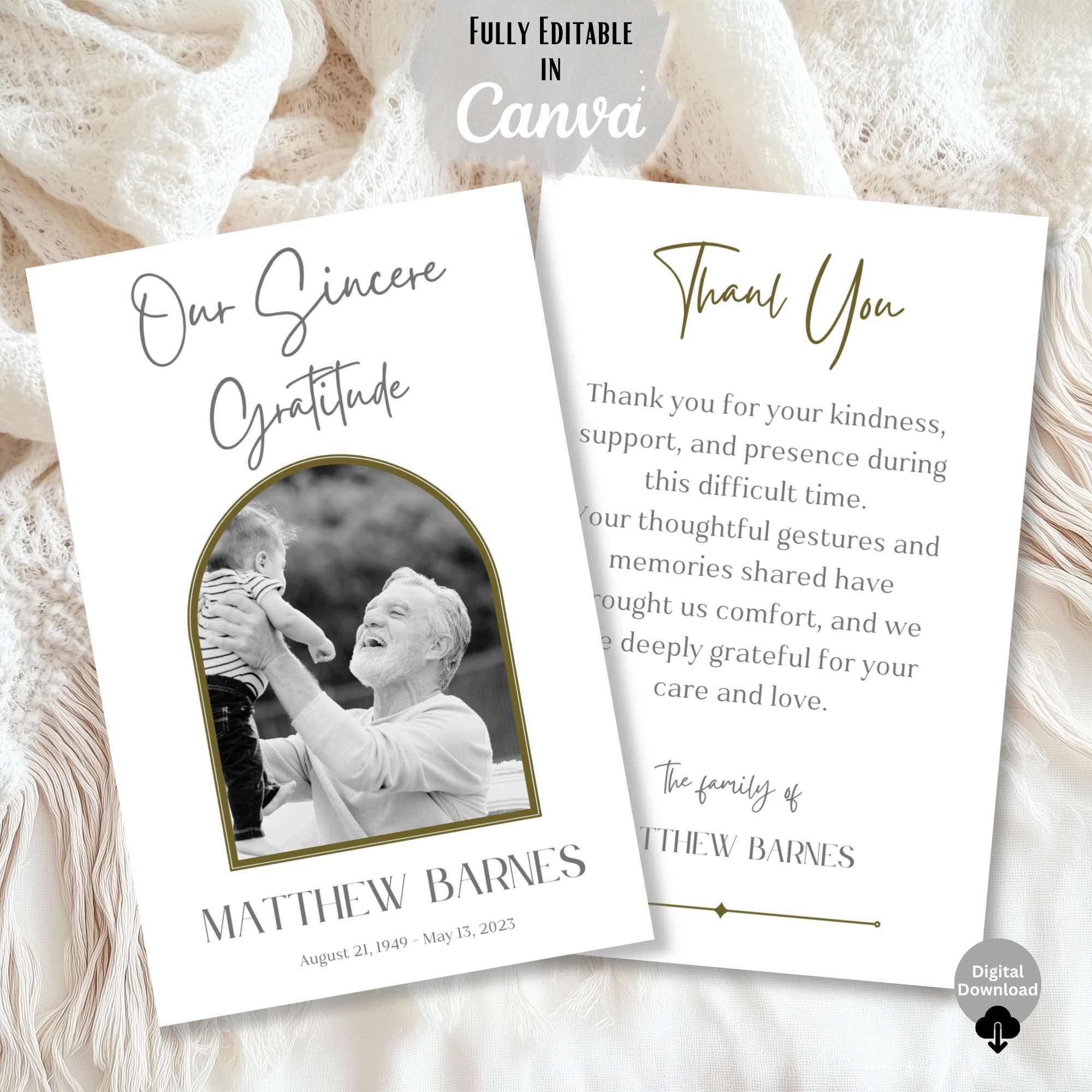 Editable LDS Funeral Thank You Card – 4x6 Folded Canva Template ...