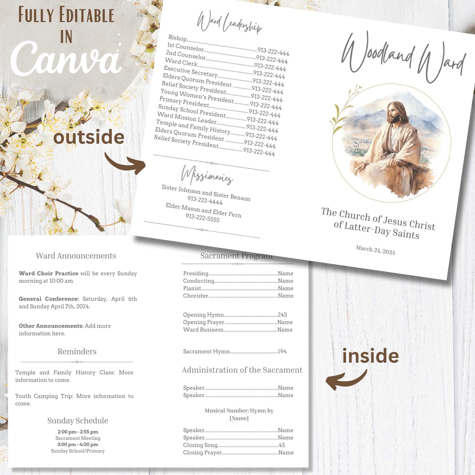 Editable LDS Sacrament Program Template – Printable Canva Church ...