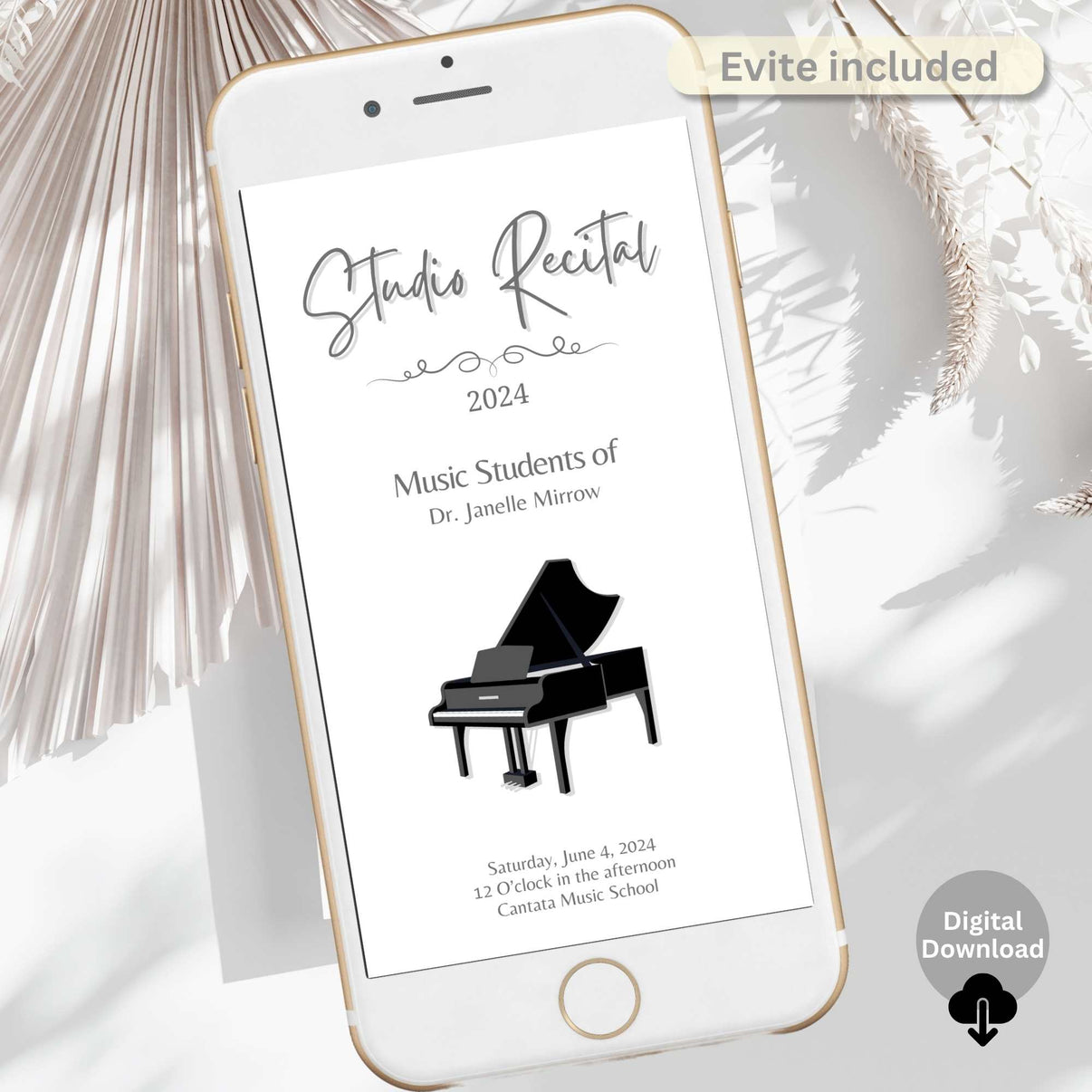 Editable Music Recital Program Template – Printable Piano Recital ...
