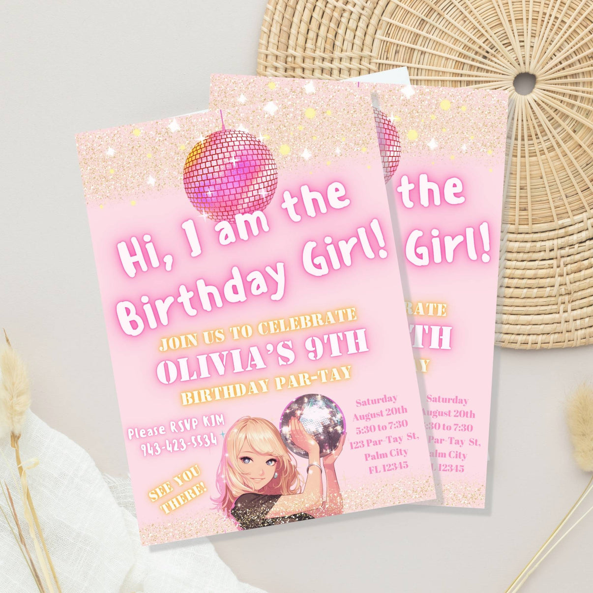 Editable Pop Star Birthday Invitation – “I Am the Birthday Girl” Canva ...