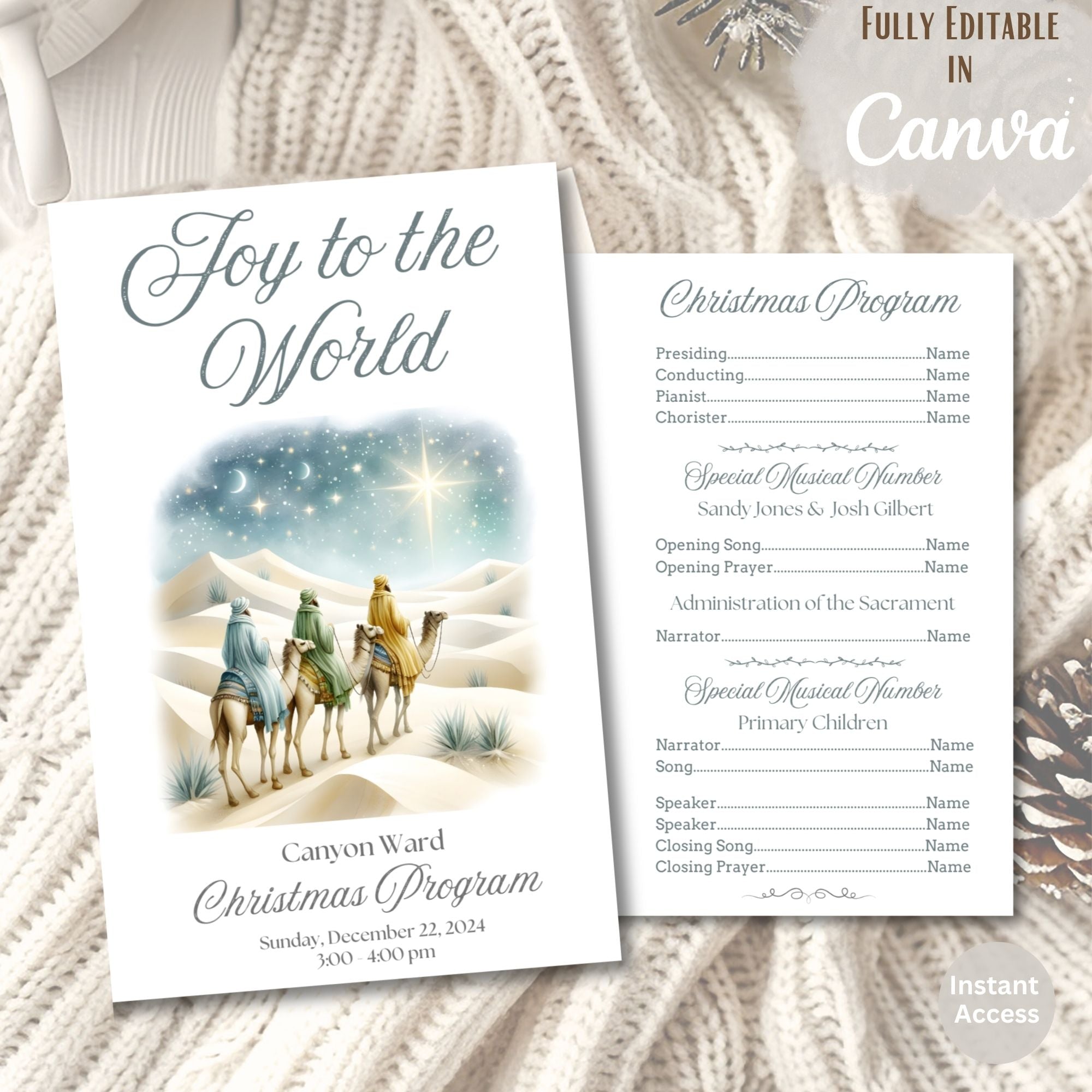LDS Christmas Sacrament Meeting Program | Joy to the World Template ...