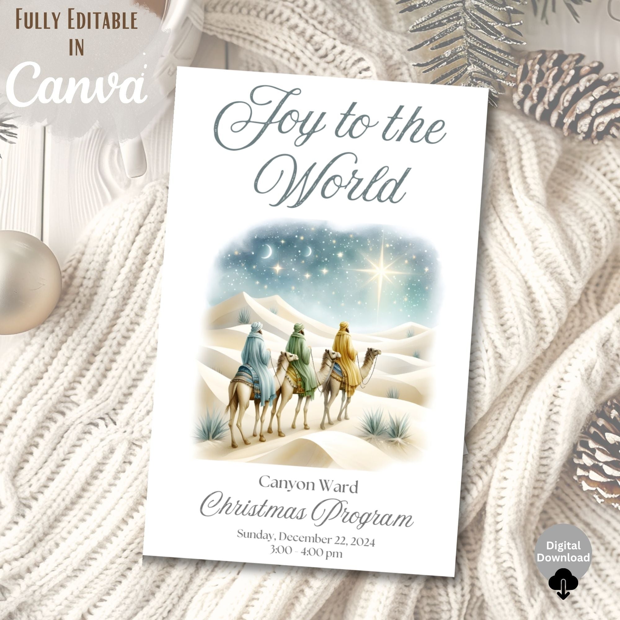 LDS Christmas Sacrament Meeting Program | Joy to the World Template ...