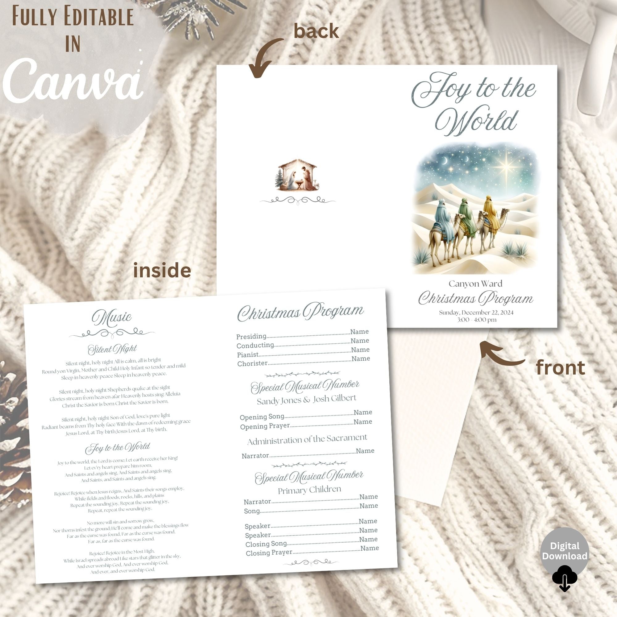 LDS Christmas Sacrament Meeting Program | Joy to the World Template ...