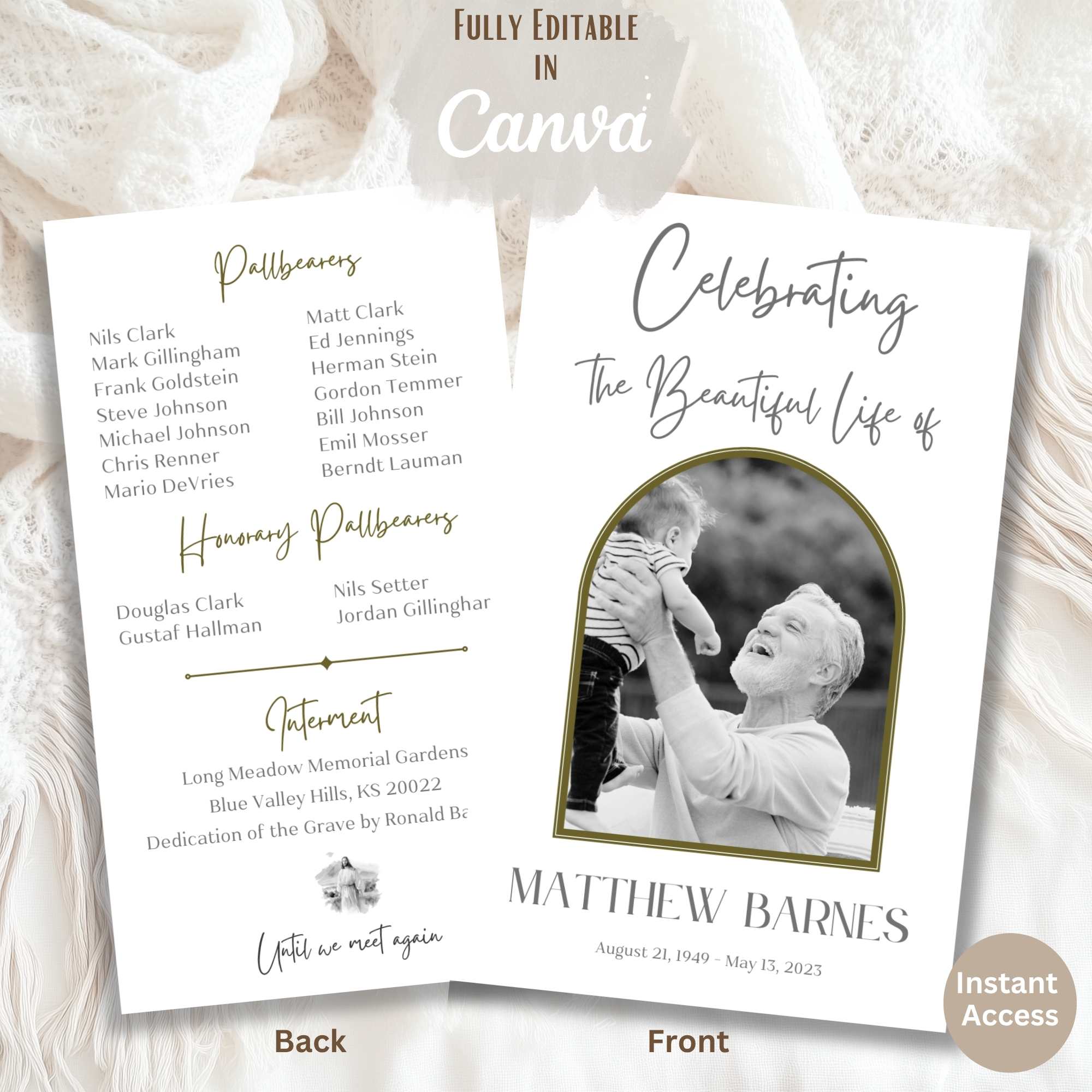 LDS Funeral Program Template – Editable Celebration of Life Canva ...