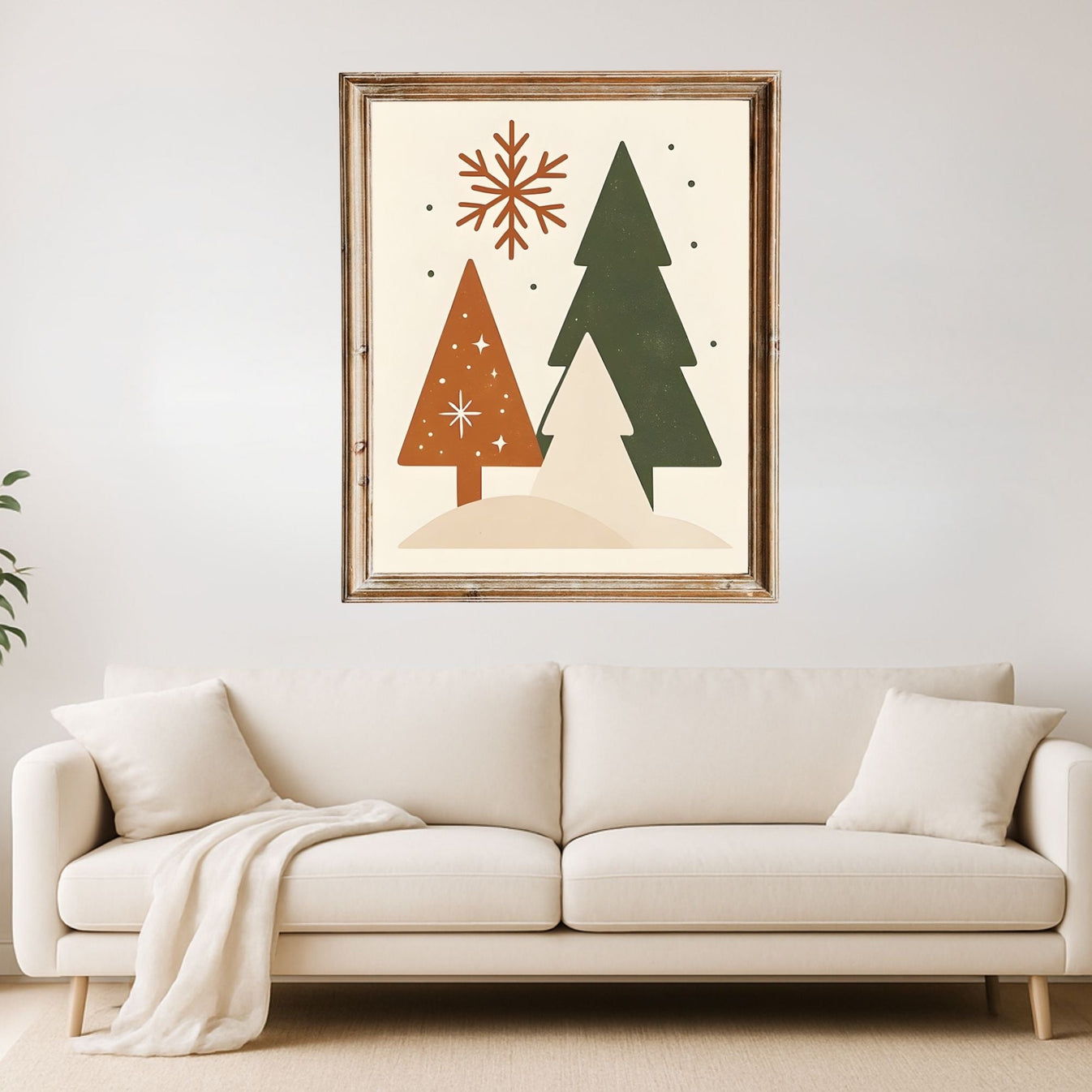 Mid-Century Modern Christmas Tree Trio Wall Art | Retro Holiday ...