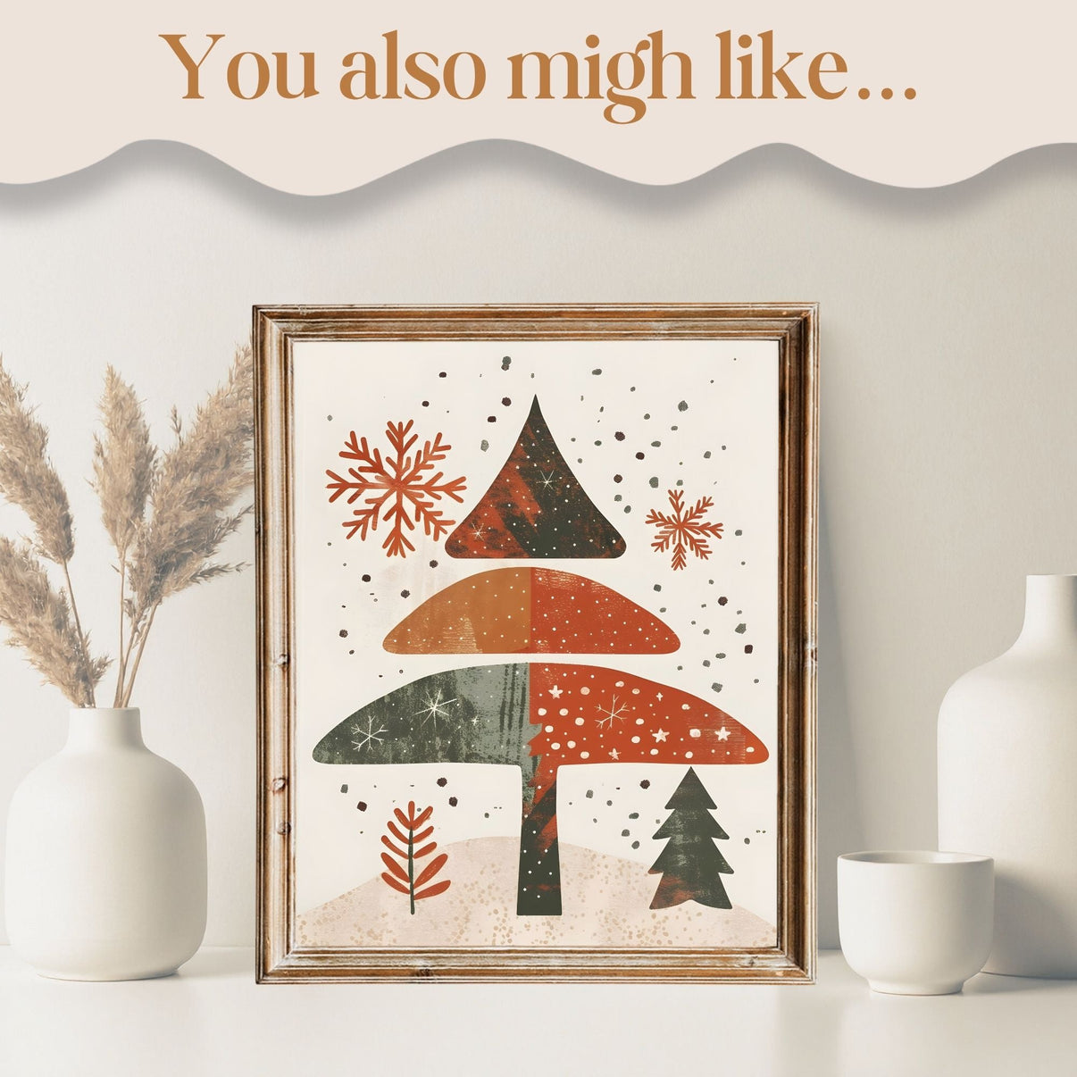 Mid-Century Modern Christmas Tree Trio Wall Art | Retro Holiday ...