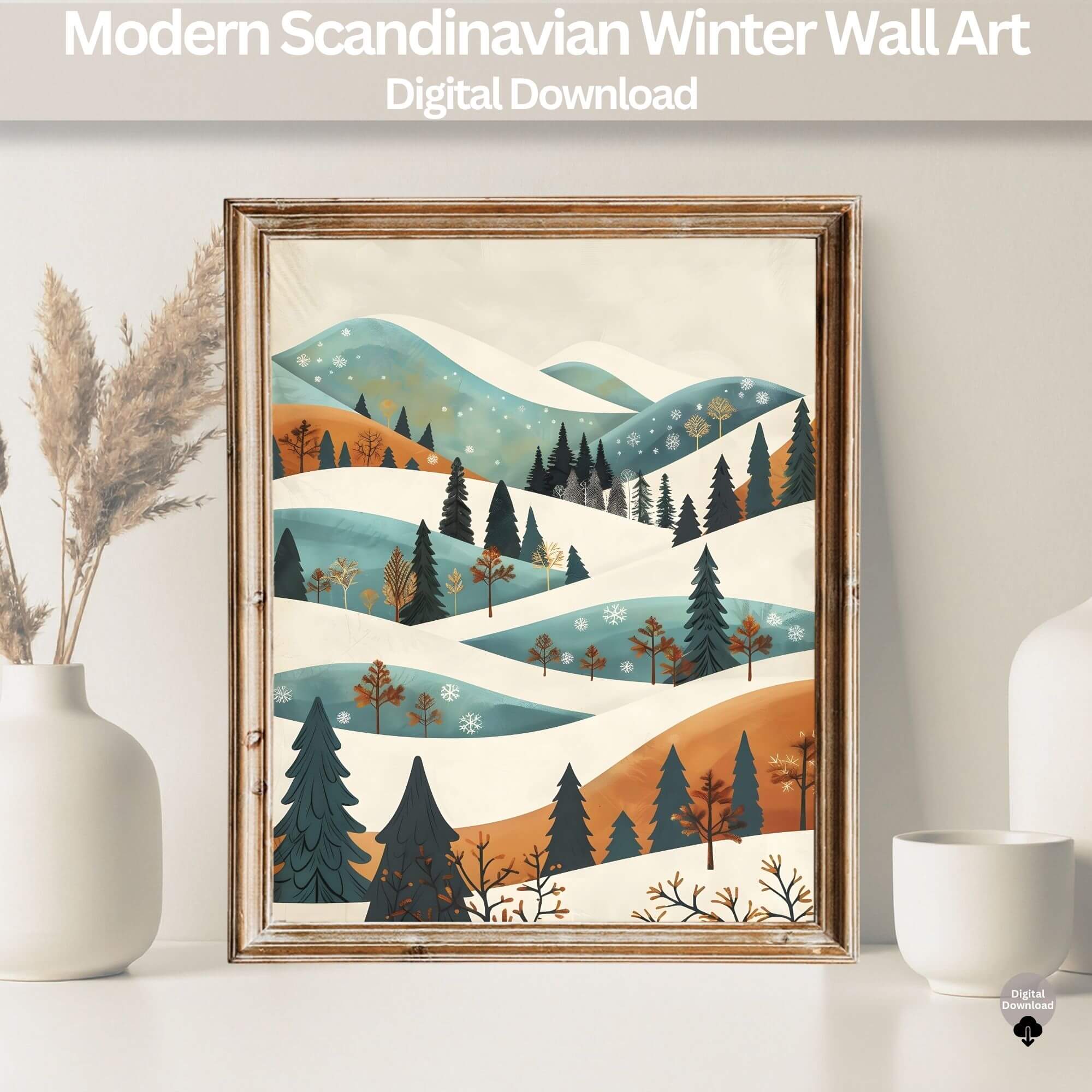 Mid-Century Winter Landscape Wall Art Printable – Digital Kim Designs