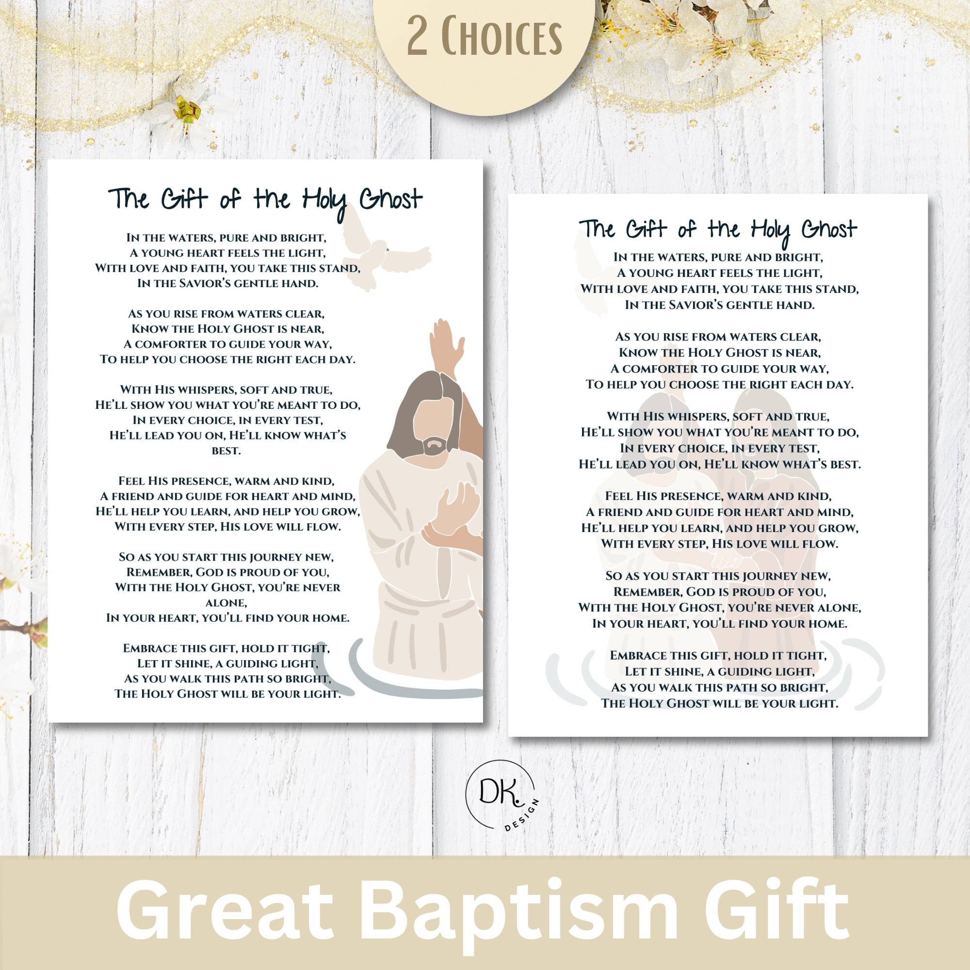 Printable Baptism Gift – LDS “Gift of the Holy Ghost” Poem Keepsake ...