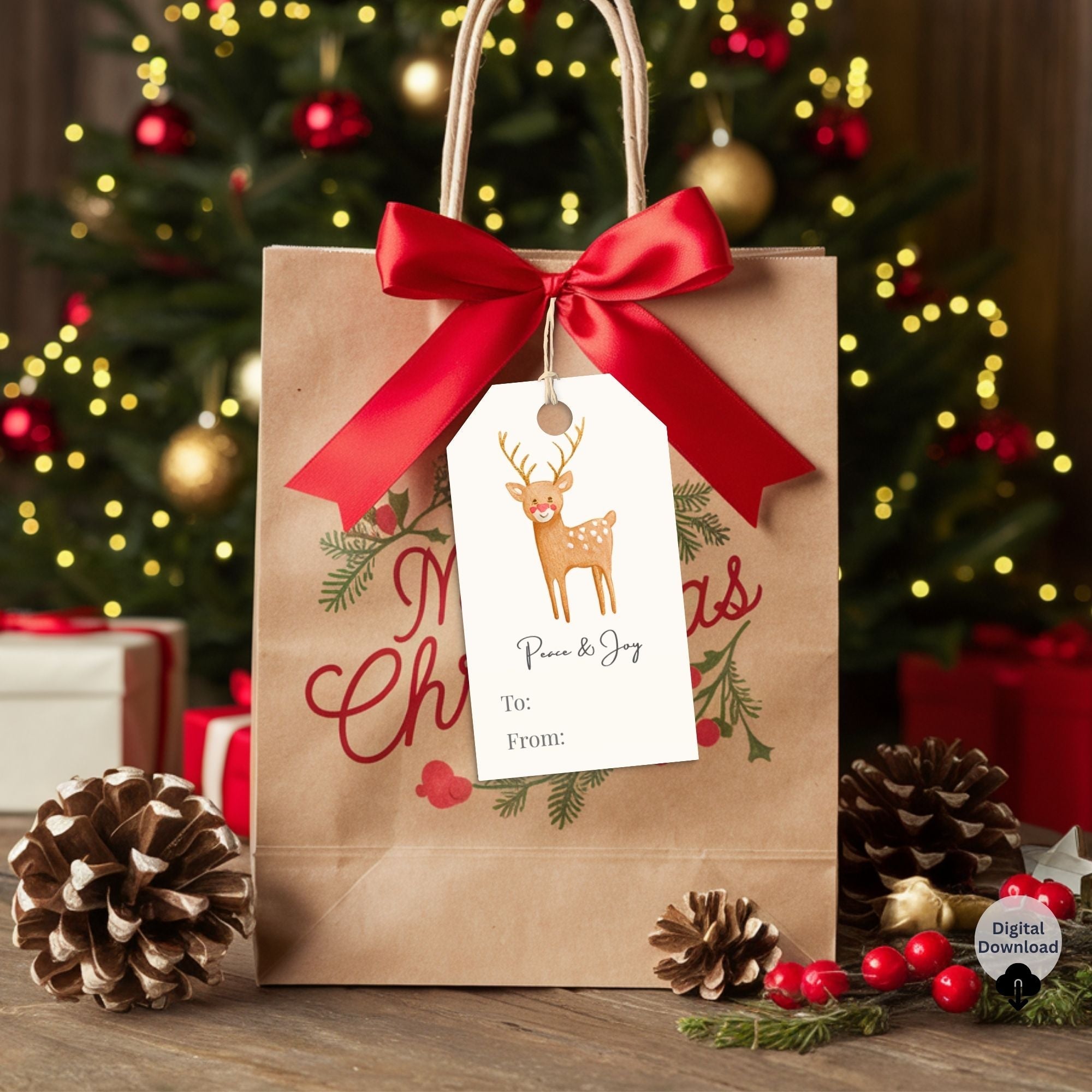 Printable Merry Christmas Gift Tags | Classic Red & Green Holiday Tags ...