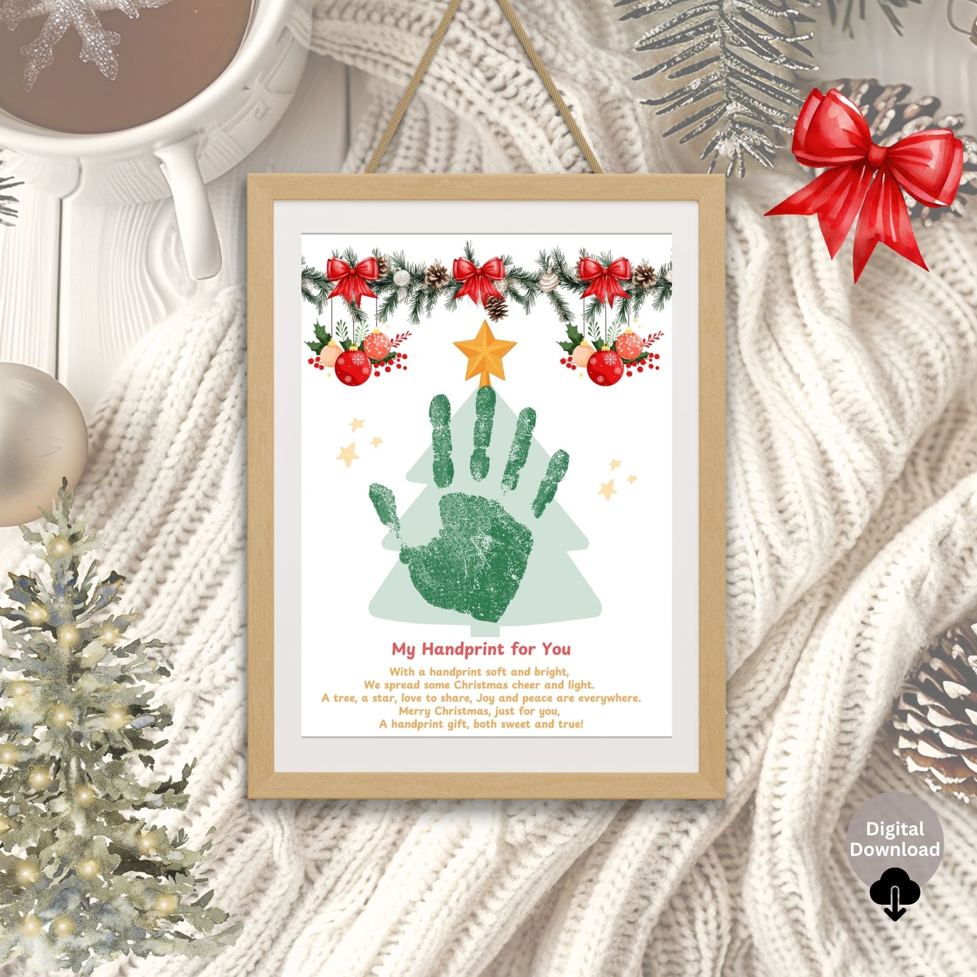 Title Xmas Tree Handprint Art | DIY Kids Craft Printable | Holiday ...