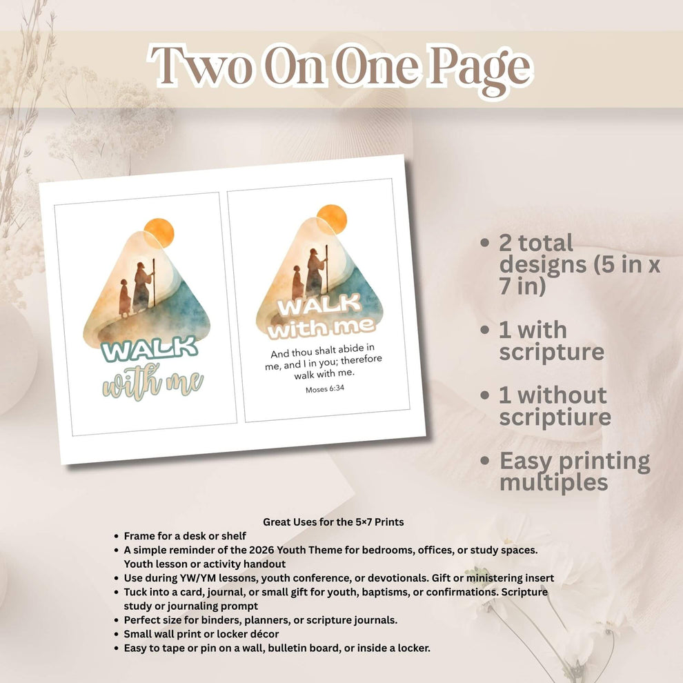 LDS Youth Theme 2026 Walk With Me Printable Bundle – Digital Kim Designs